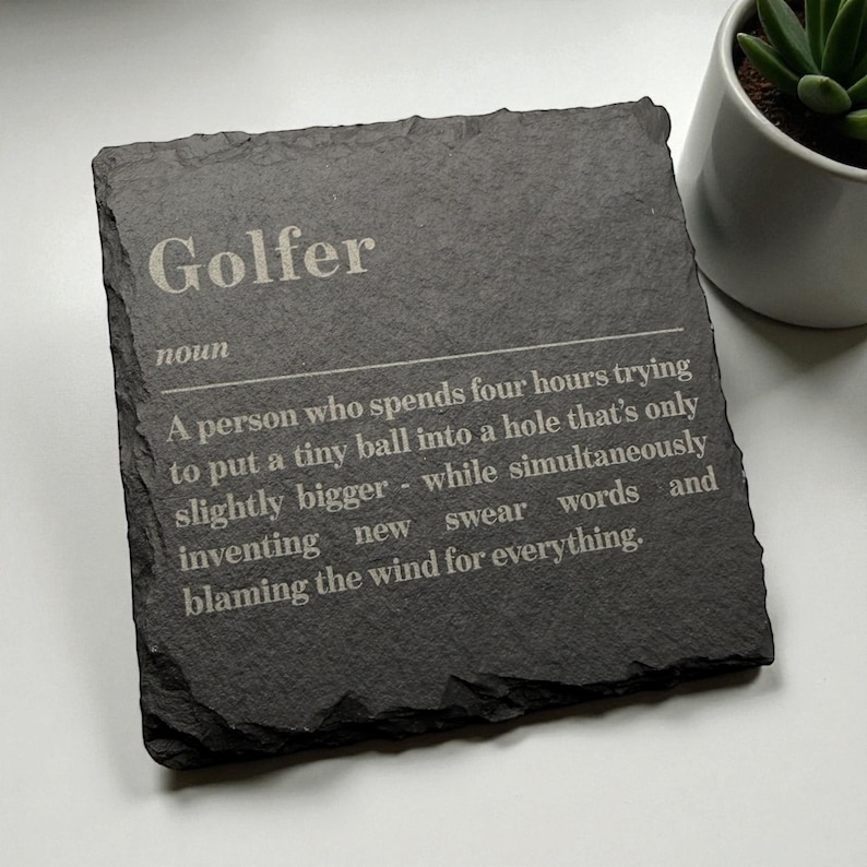 Golfer Definition Slate Coaster | Golf Fan | Gift for Him | Present ...
