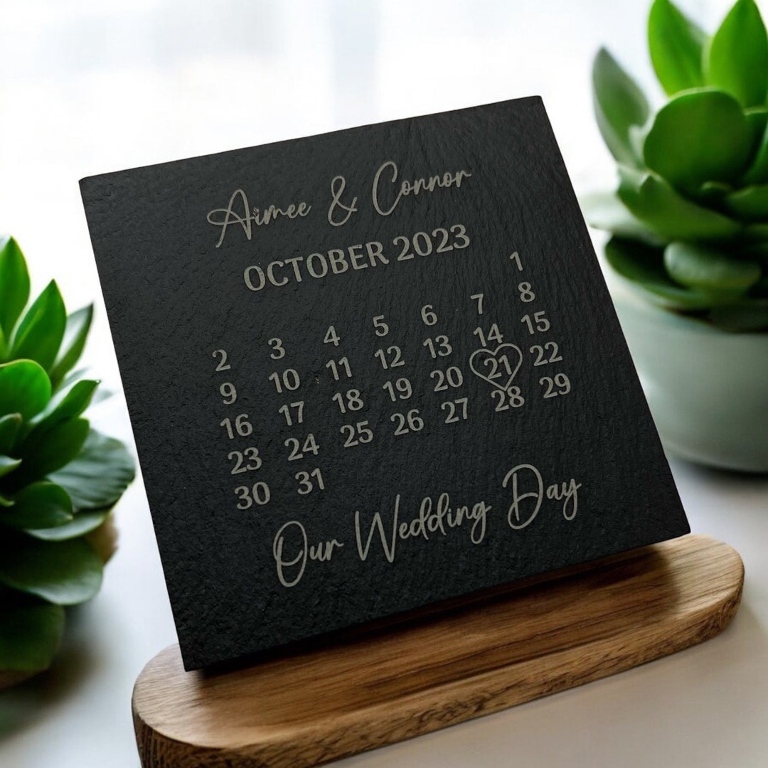 Wedding Day Slate Coaster | Personalised Slate | Anniversary Gift ...