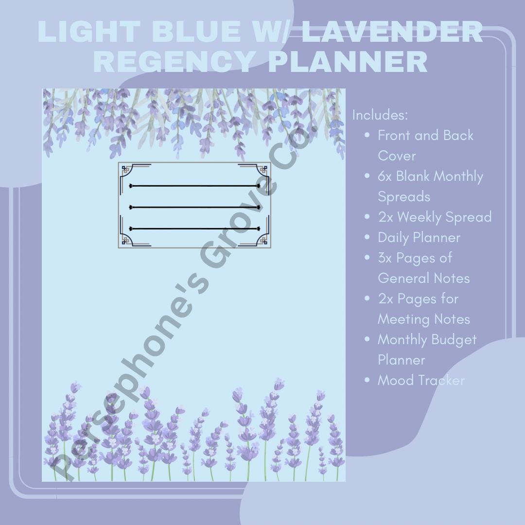Light Blue Bridgerton Inspired Regency Digital Planner | Lavender ...