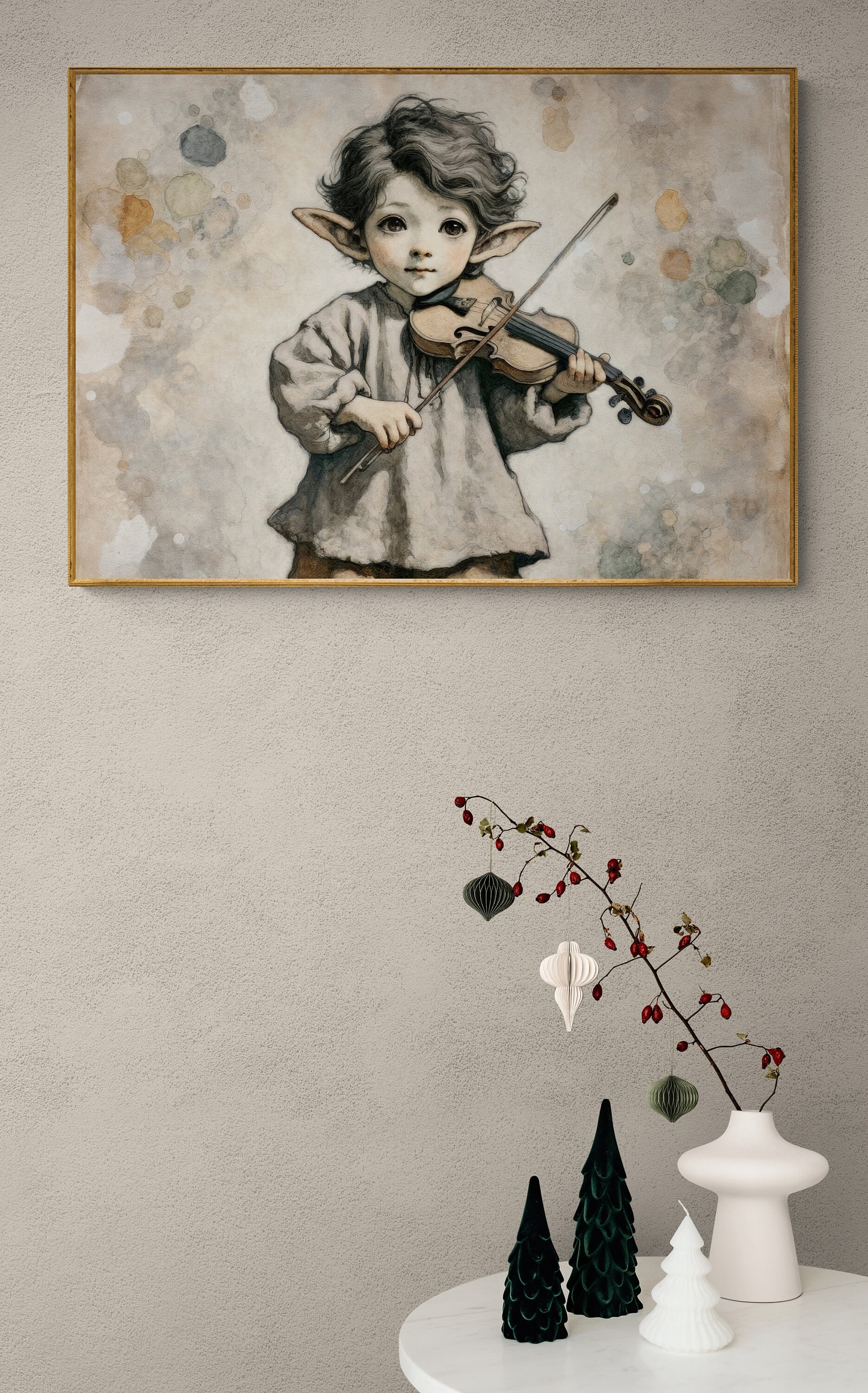 PRINTABLE | an Elf Child's Violin Recital | Fantasy Art | High-res ...
