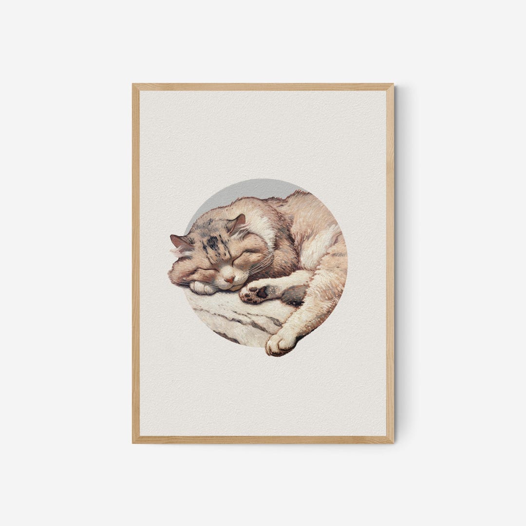 PRINTABLE | Tranquil Cat Nap: High-resolution Cat Art, Digital Download ...