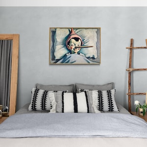 PRINTABLE | Peaceful Pinocchio Asleep | Whimsical Room Illustration ...