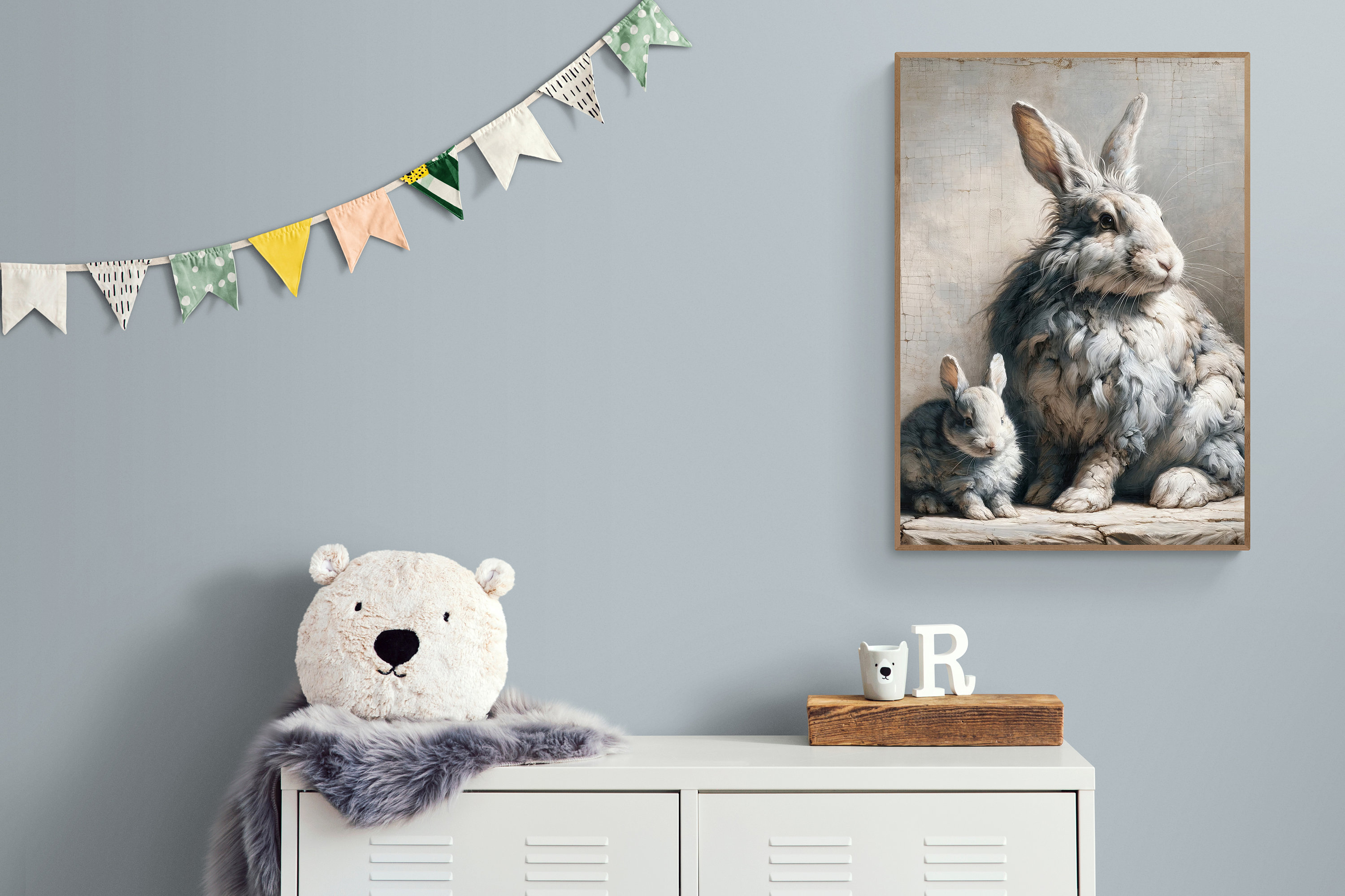 PRINTABLE | Rabbit and Bunny | This Painting Portrays the Serene Bond ...