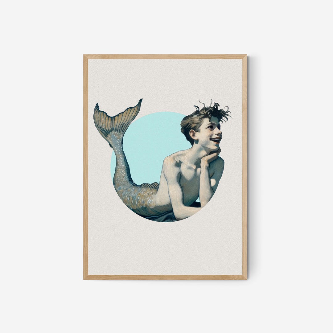 PRINTABLE | Mythical Ocean Triton Merman Male Siren Fantasy Digital Art ...