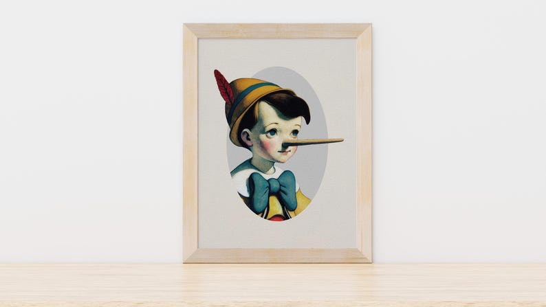 Vintage Pinocchio Print | Growing Nose Illustration, Fairytale Nursery ...