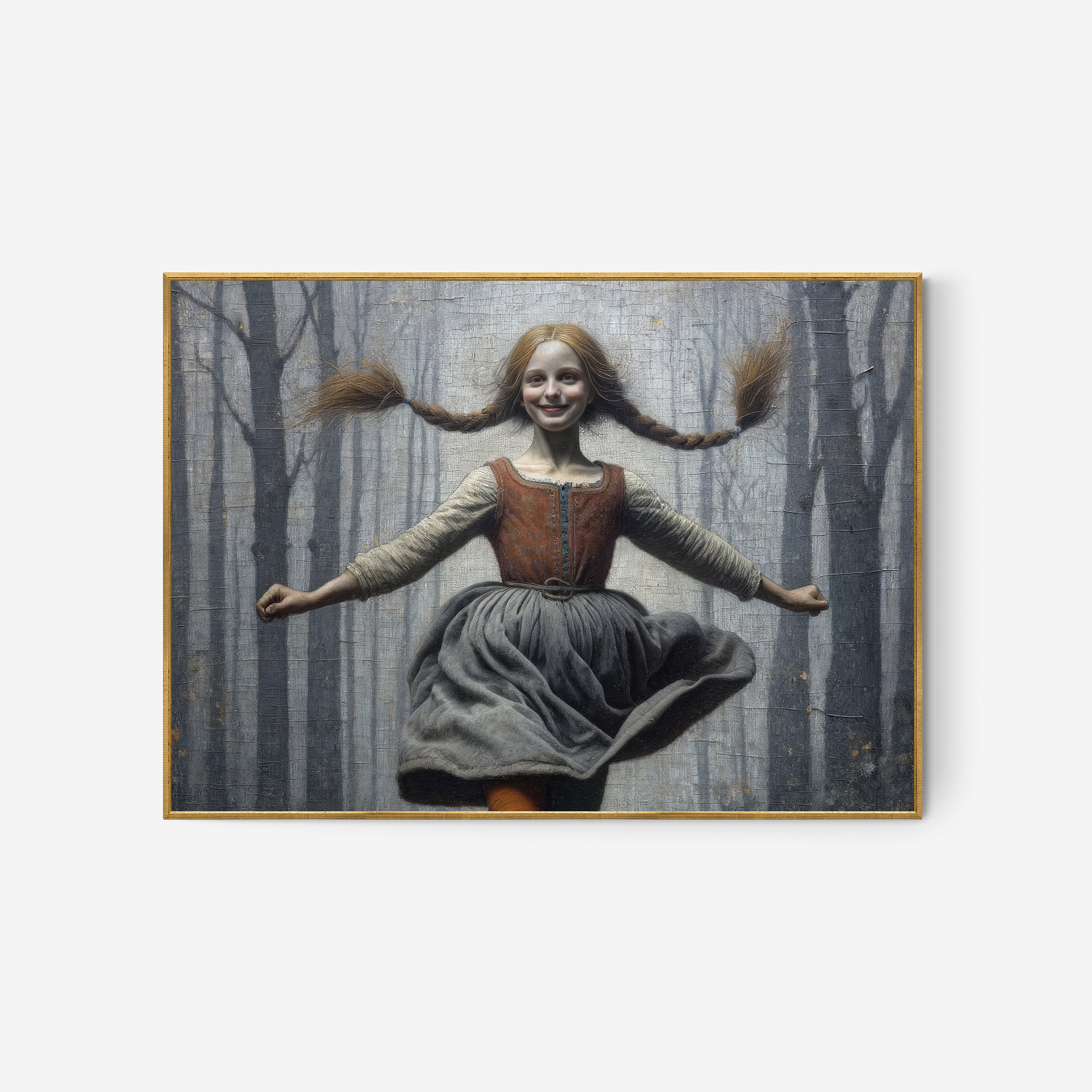 PRINTABLE Enchanted Forest Whimsy: Joyful Girl With Braided Pigtails ...