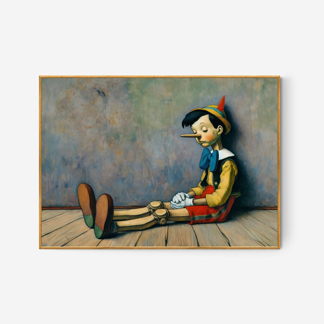 Sleepy Pinocchio Puppet Painting | PRINTABLE & FRAME TV File | Vintage ...