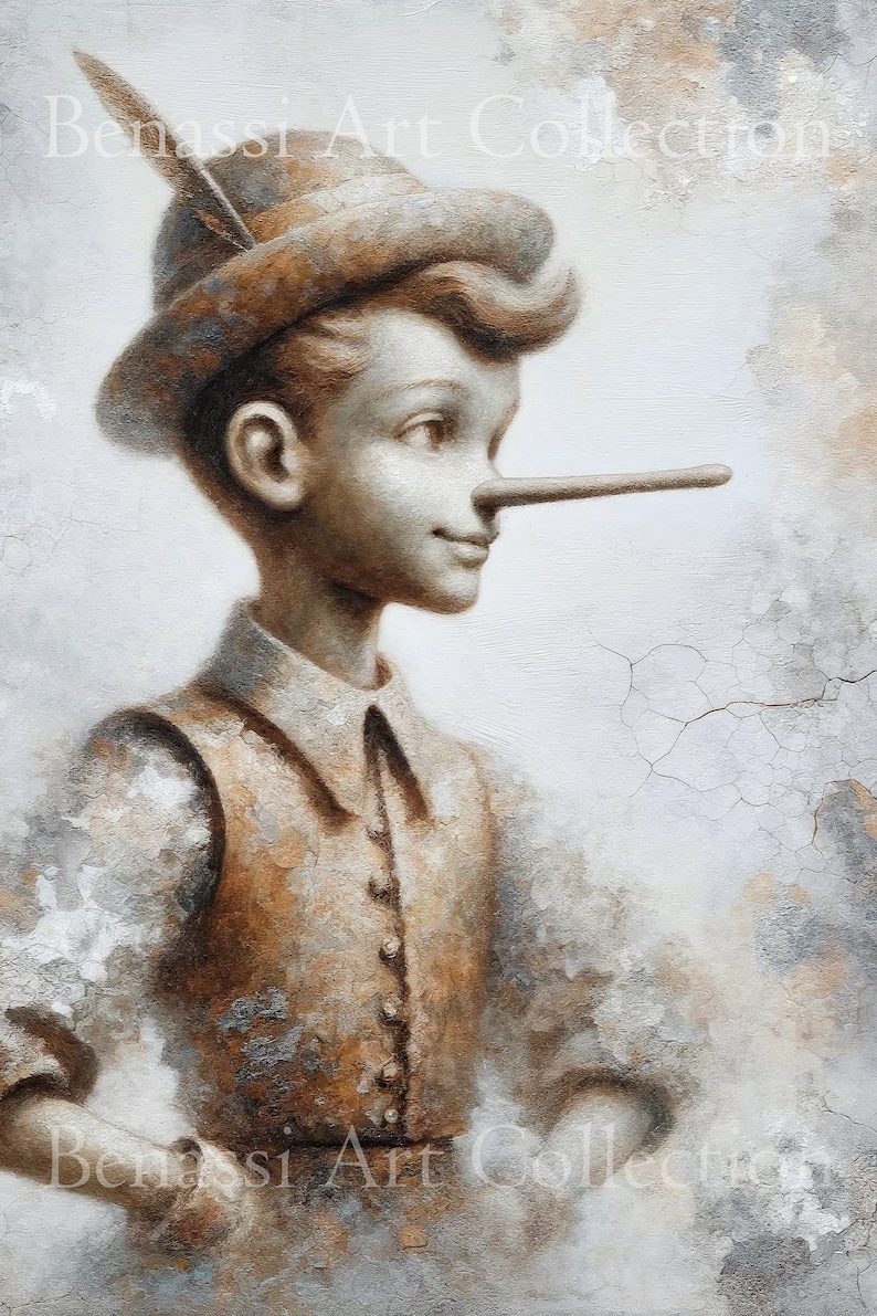 PRINTABLE | Pinocchio - Vintage-style Portrait | A Textured, Vintage ...