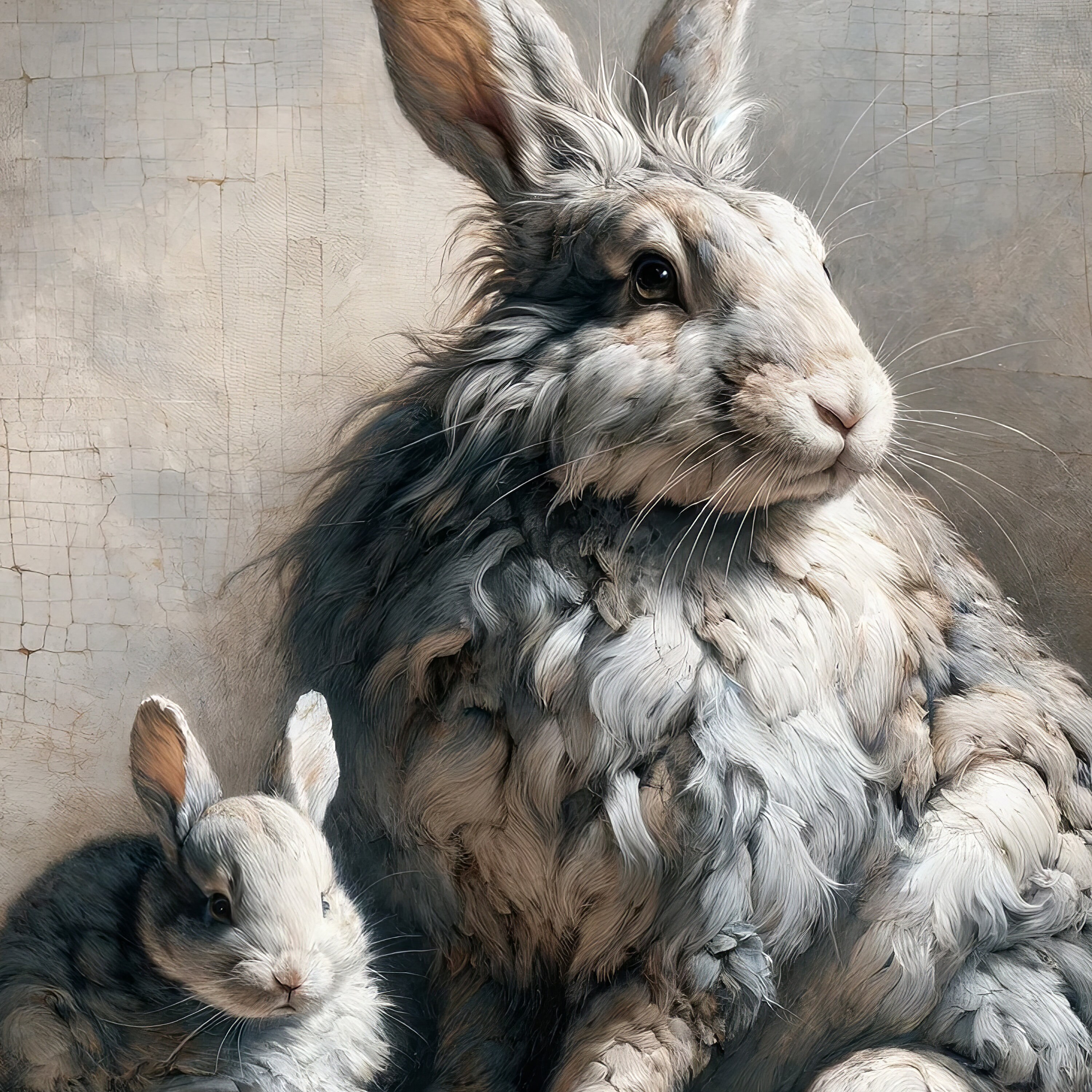 PRINTABLE Rabbit and Bunny This Painting Portrays the Serene Bond ...