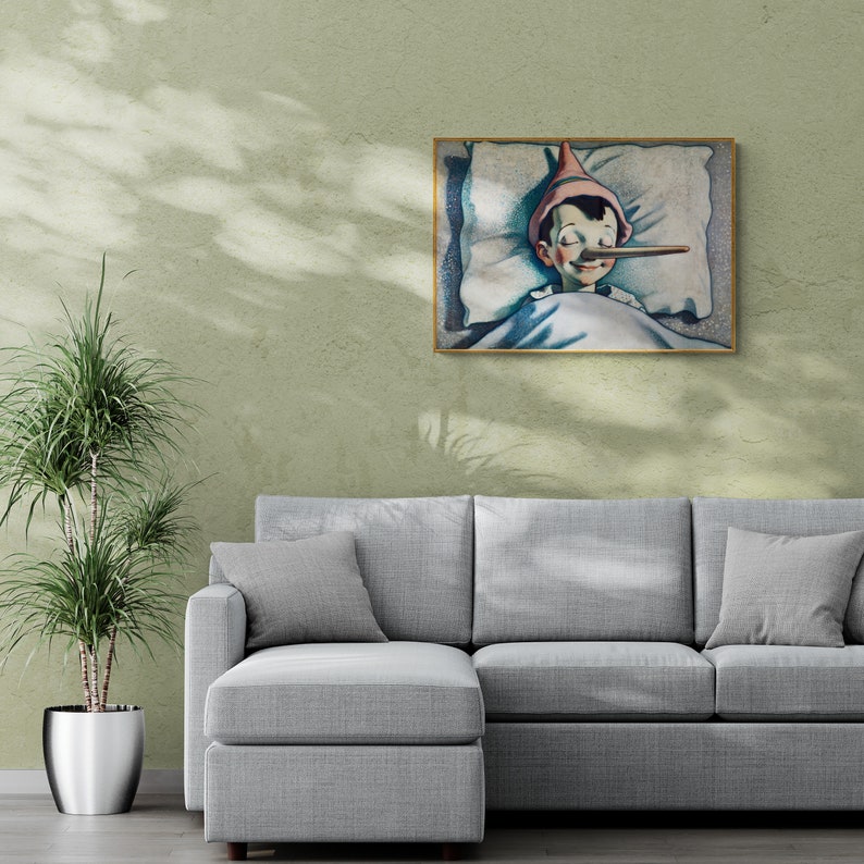 PRINTABLE | Peaceful Pinocchio Asleep | Whimsical Room Illustration ...
