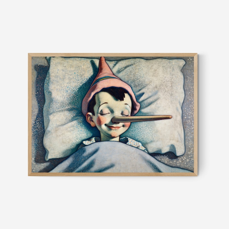 PRINTABLE | Peaceful Pinocchio Asleep | Whimsical Room Illustration ...