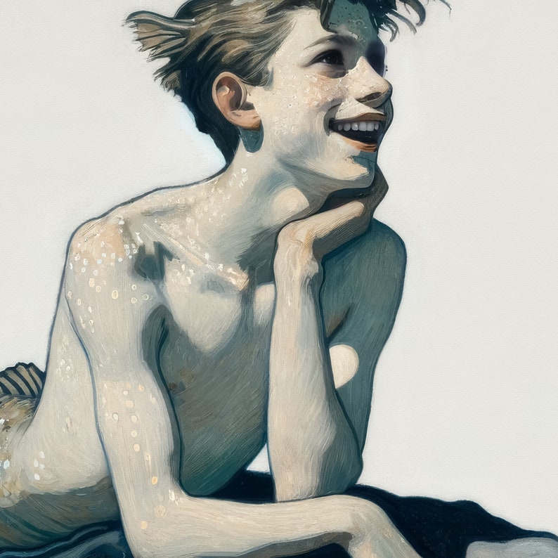 Merman Painting - Male Siren Artwork | Mythical Aquatic Creature ...