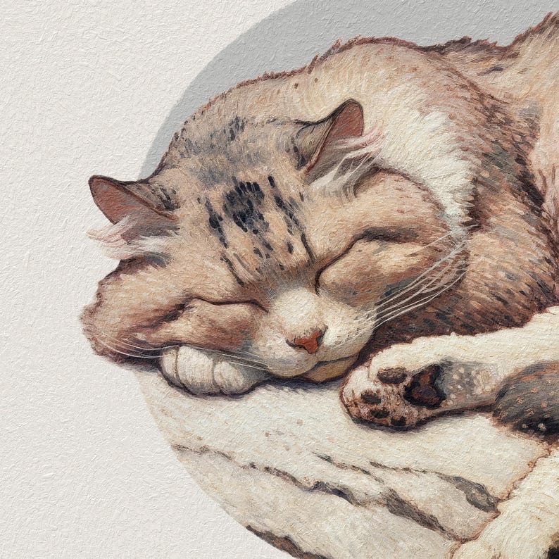 PRINTABLE | Tranquil Cat Nap: High-resolution Cat Art, Digital Download ...