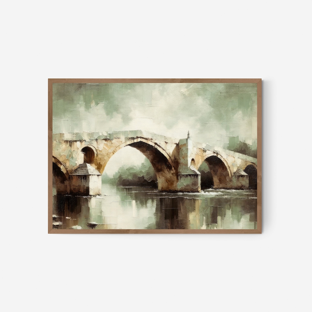 PRINTABLE | Timeless Reflection: European Stone Bridge | A Classic ...