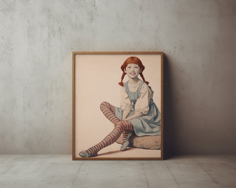 Pippi Longstocking PRINTABLE & Vertical Frame TV Art Vibrant and ...