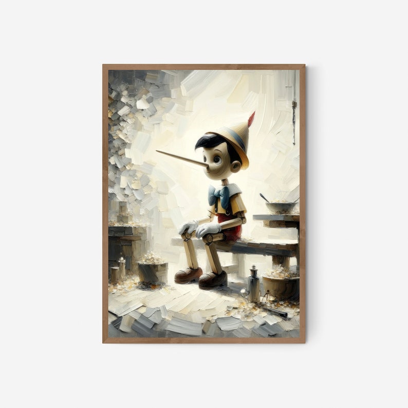 PRINTABLE | Pinocchio in Geppetto's Workshop | Classic Digital Oil ...