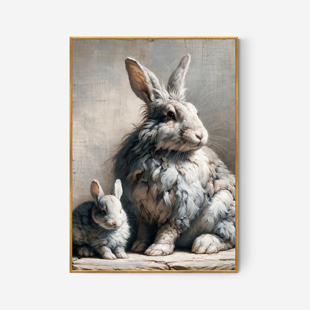PRINTABLE | Rabbit and Bunny | This Painting Portrays the Serene Bond ...