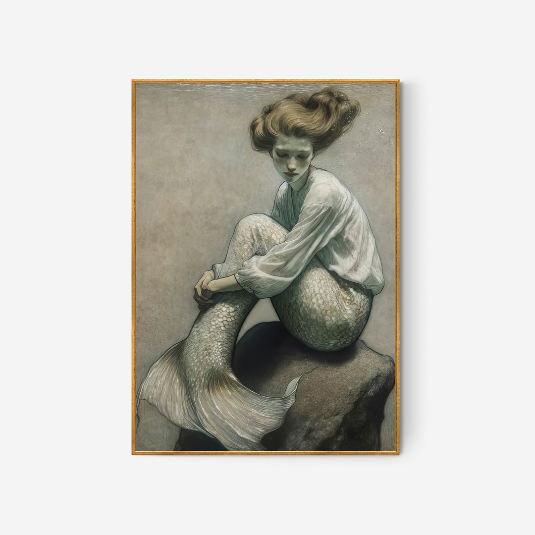 Siren | PRINTABLE & Vertical Frame TV Art | Mermaid With Flowing Hair ...
