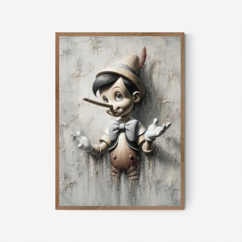 Pinocchio Art Print | Monochrome Nursery Wall Decor (digital Download ...