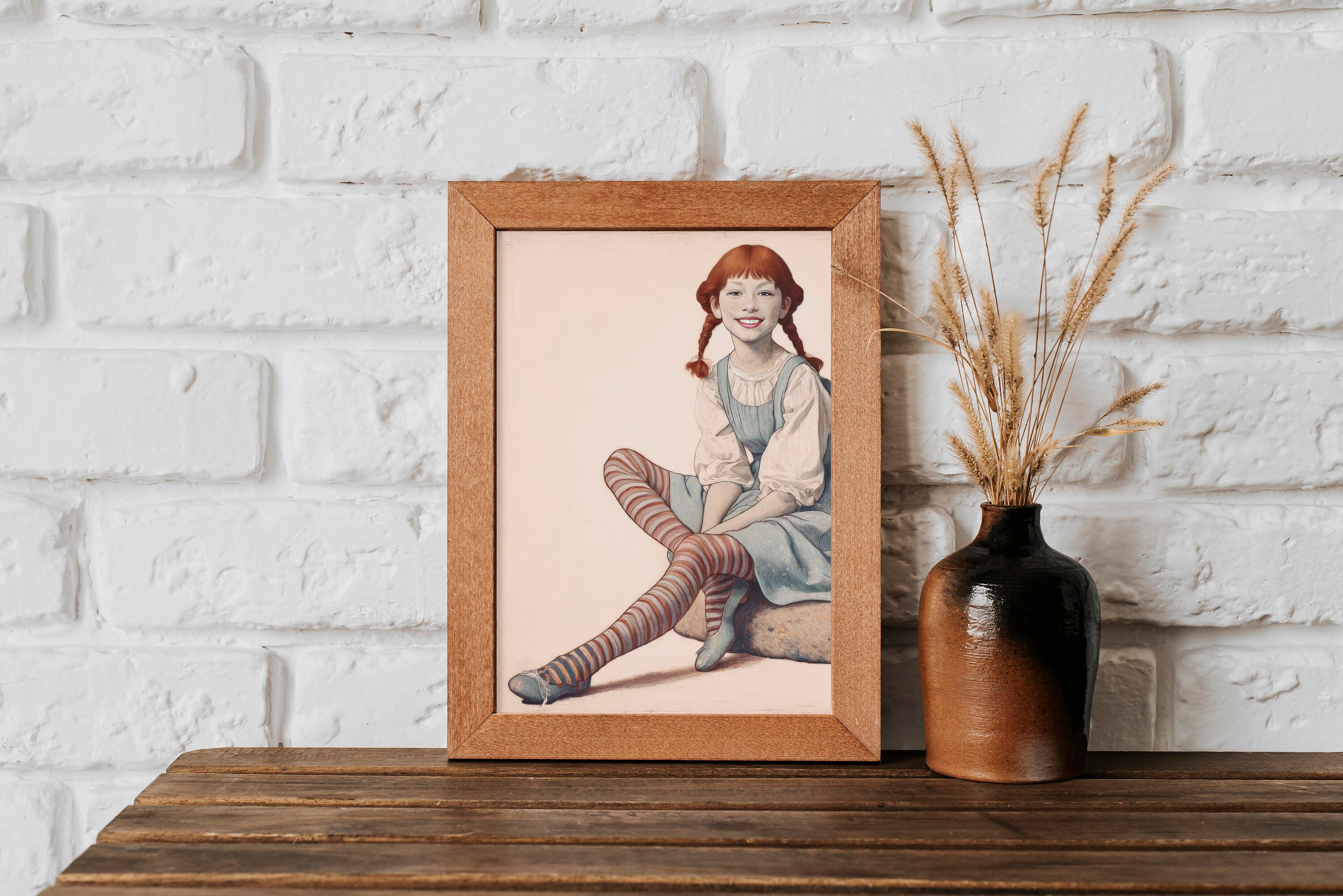 Pippi Longstocking PRINTABLE & Vertical Frame TV Art Vibrant and ...