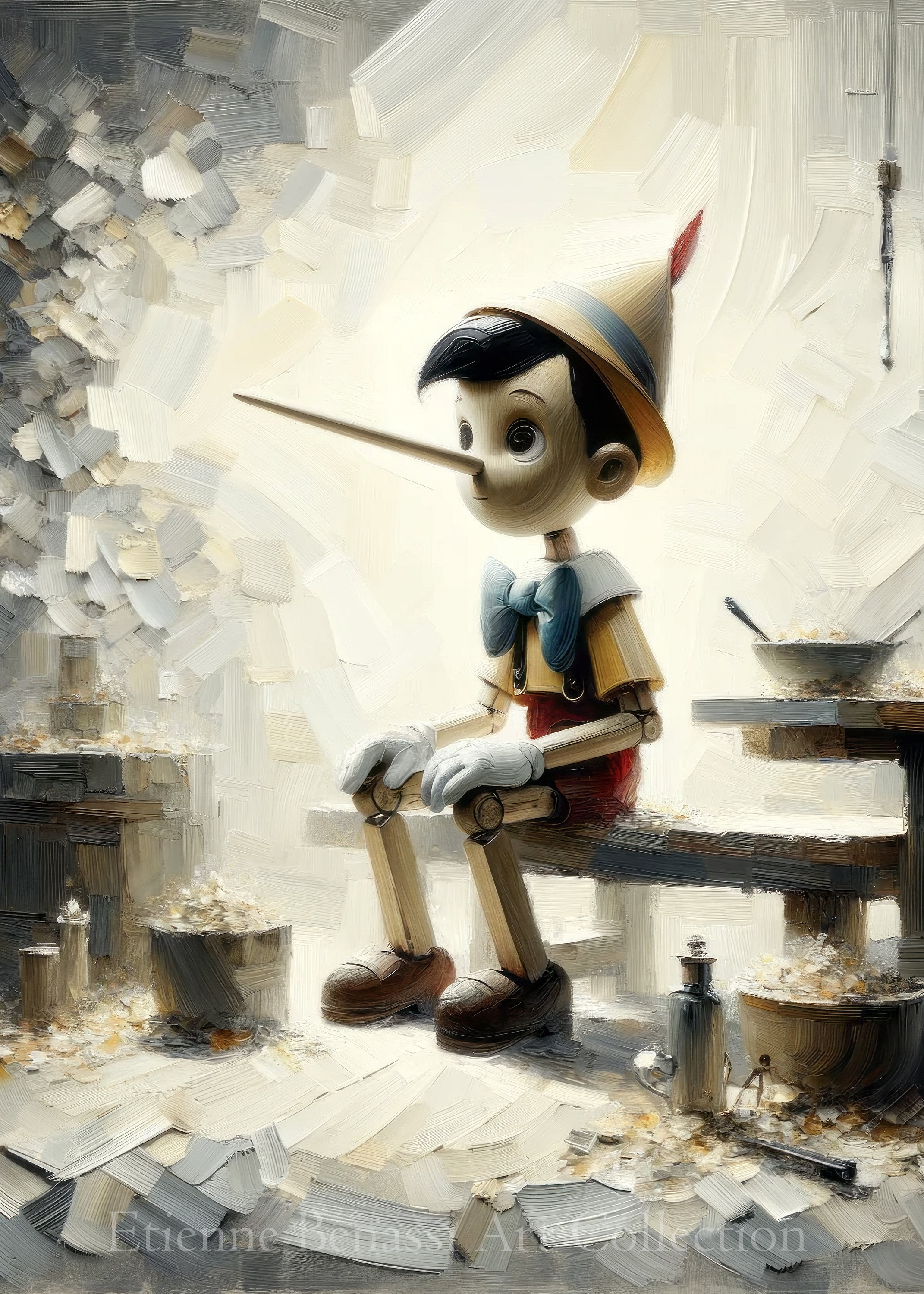 PRINTABLE | Pinocchio in Geppetto's Workshop | Classic Digital Oil ...