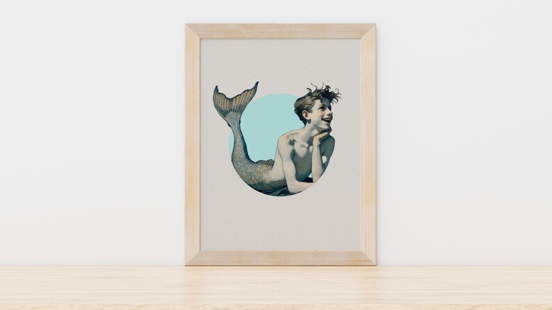 PRINTABLE | Mythical Ocean Triton Merman Male Siren Fantasy Digital Art ...