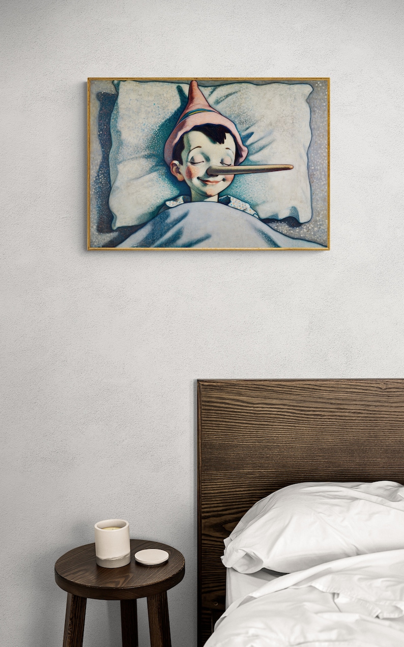 PRINTABLE | Peaceful Pinocchio Asleep | Whimsical Room Illustration ...