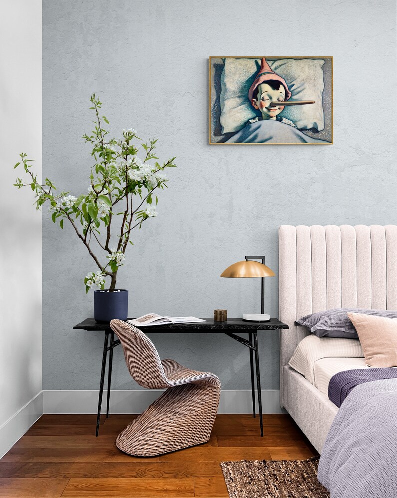 PRINTABLE | Peaceful Pinocchio Asleep | Whimsical Room Illustration ...