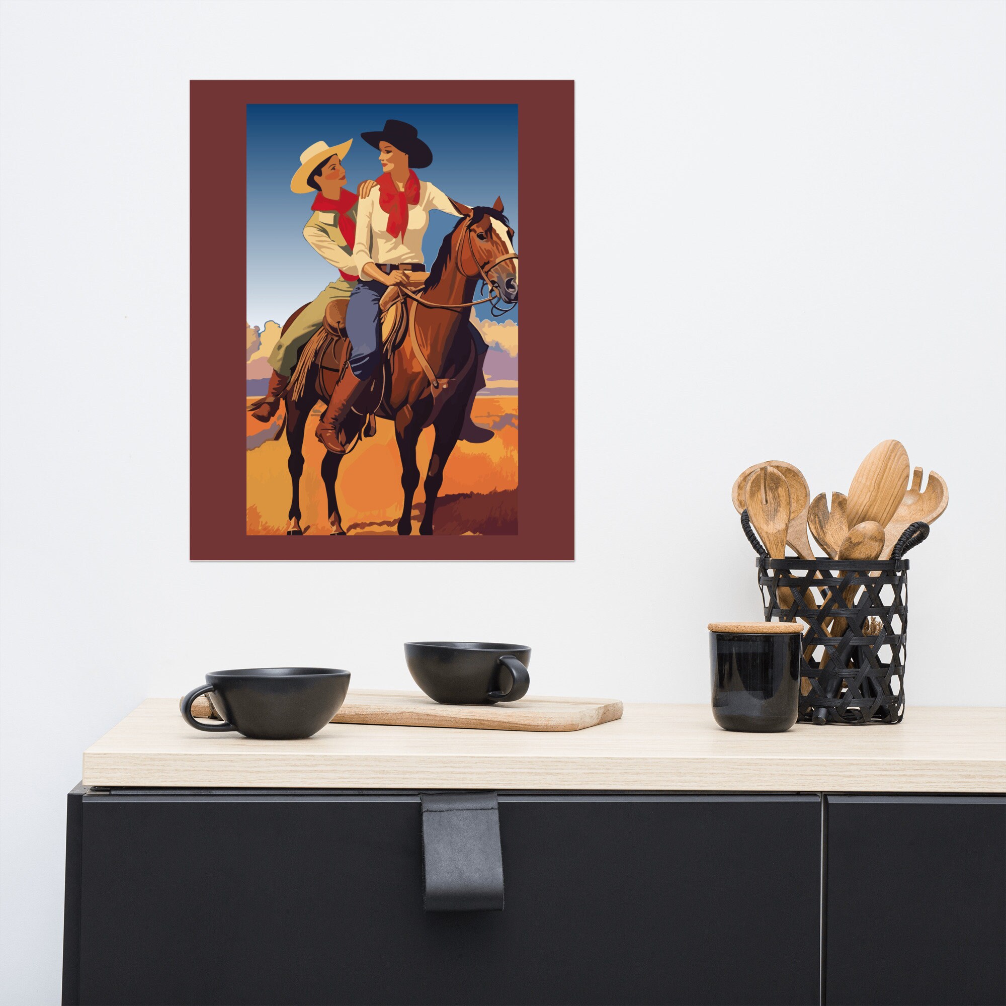 Two Cowgirls Poster Feminine Western LGBTQ Art Pride Art Lesbian Queer ...