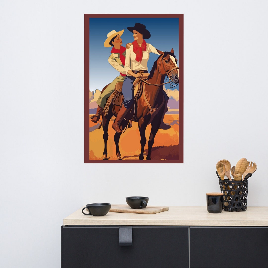 Two Cowgirls Poster | Feminine Western | LGBTQ+ Art | Pride Art ...