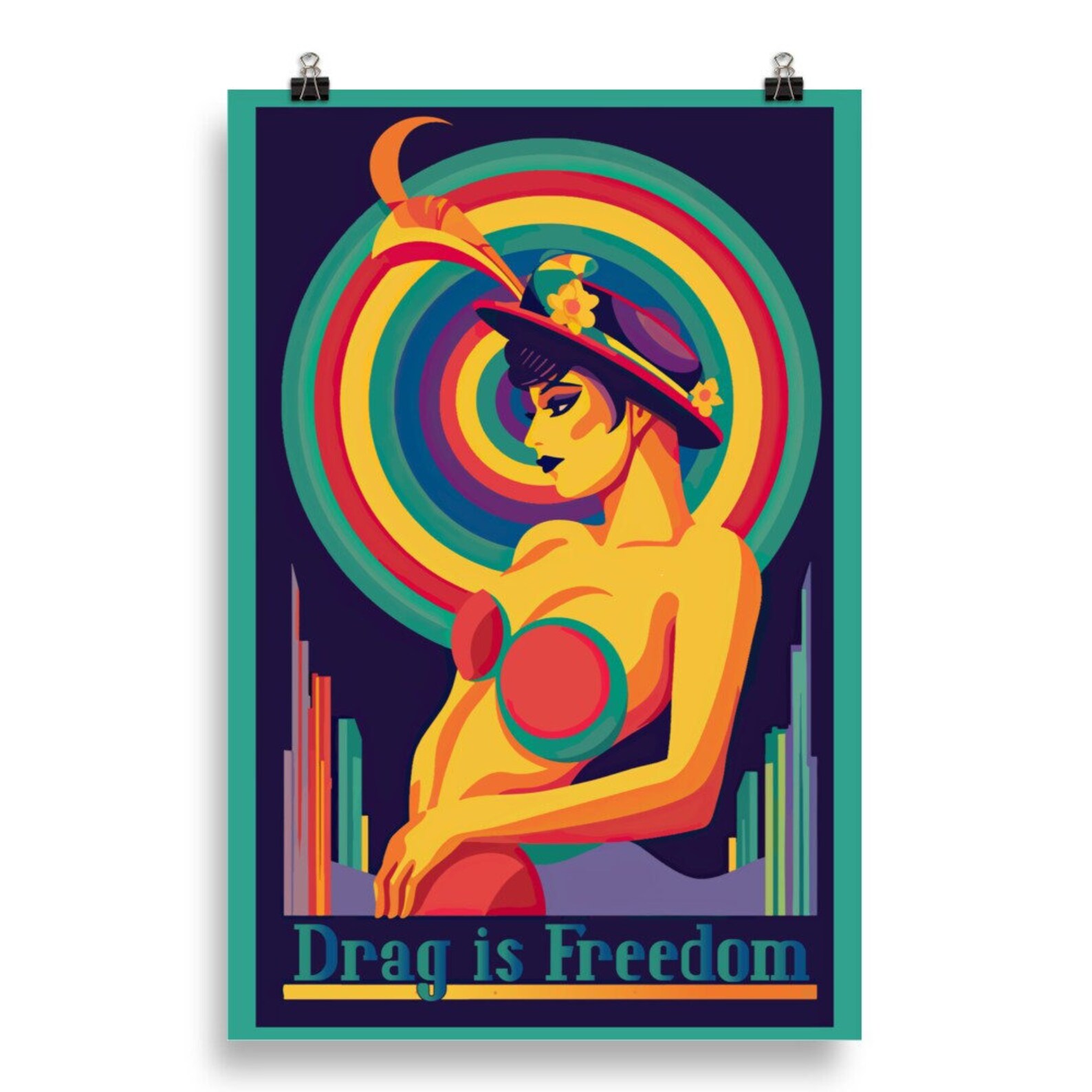 Drag is Freedom Retro Art Deco Poster Queer Art, Pride, Drag Performer ...
