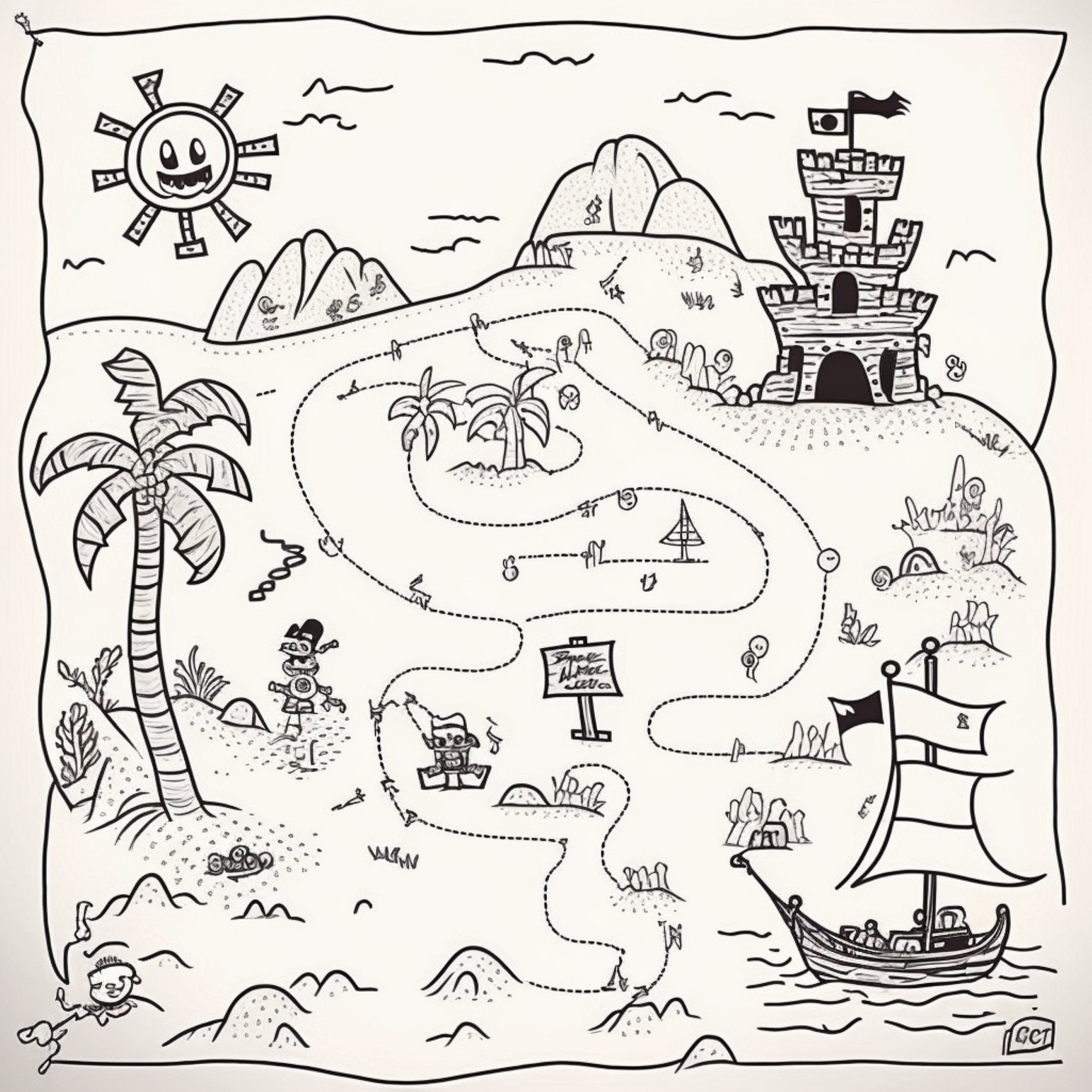 Treasure Map 1- Coloring Pages (5) - Etsy
