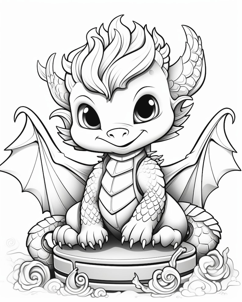 Dragon 2- Coloring Pages (5) - Etsy