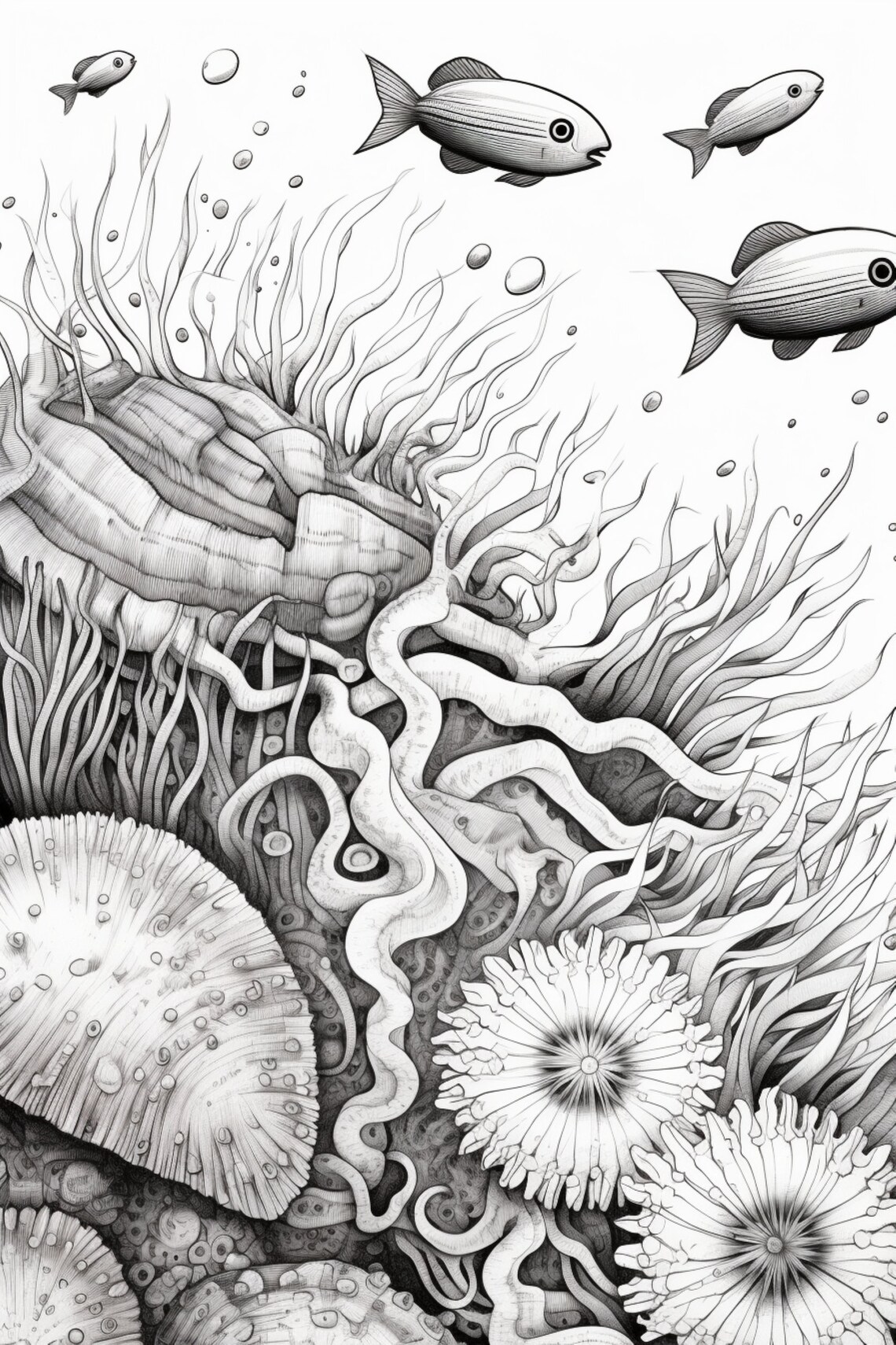 Ocean Creatures 4- Coloring Pages (5) - Etsy