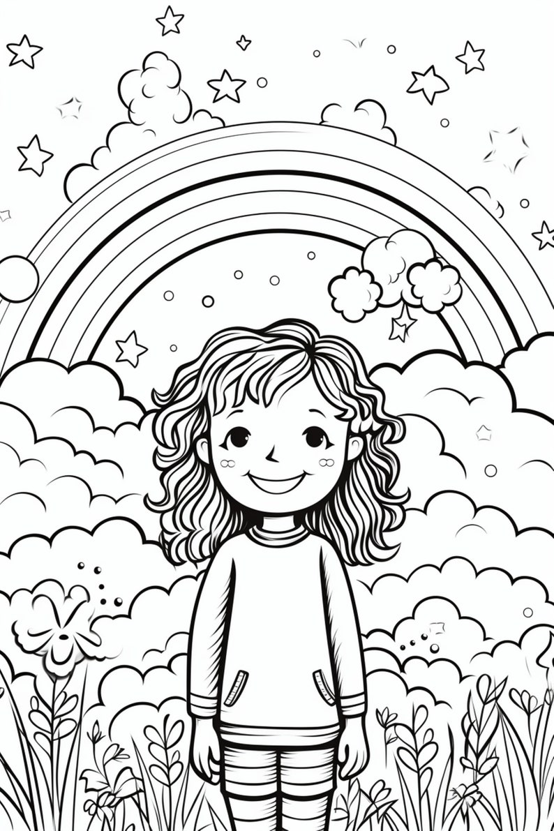 Rainbow 2- Coloring Pages (5) - Etsy