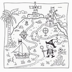 Treasure Map 2- Coloring Pages (5) - Etsy