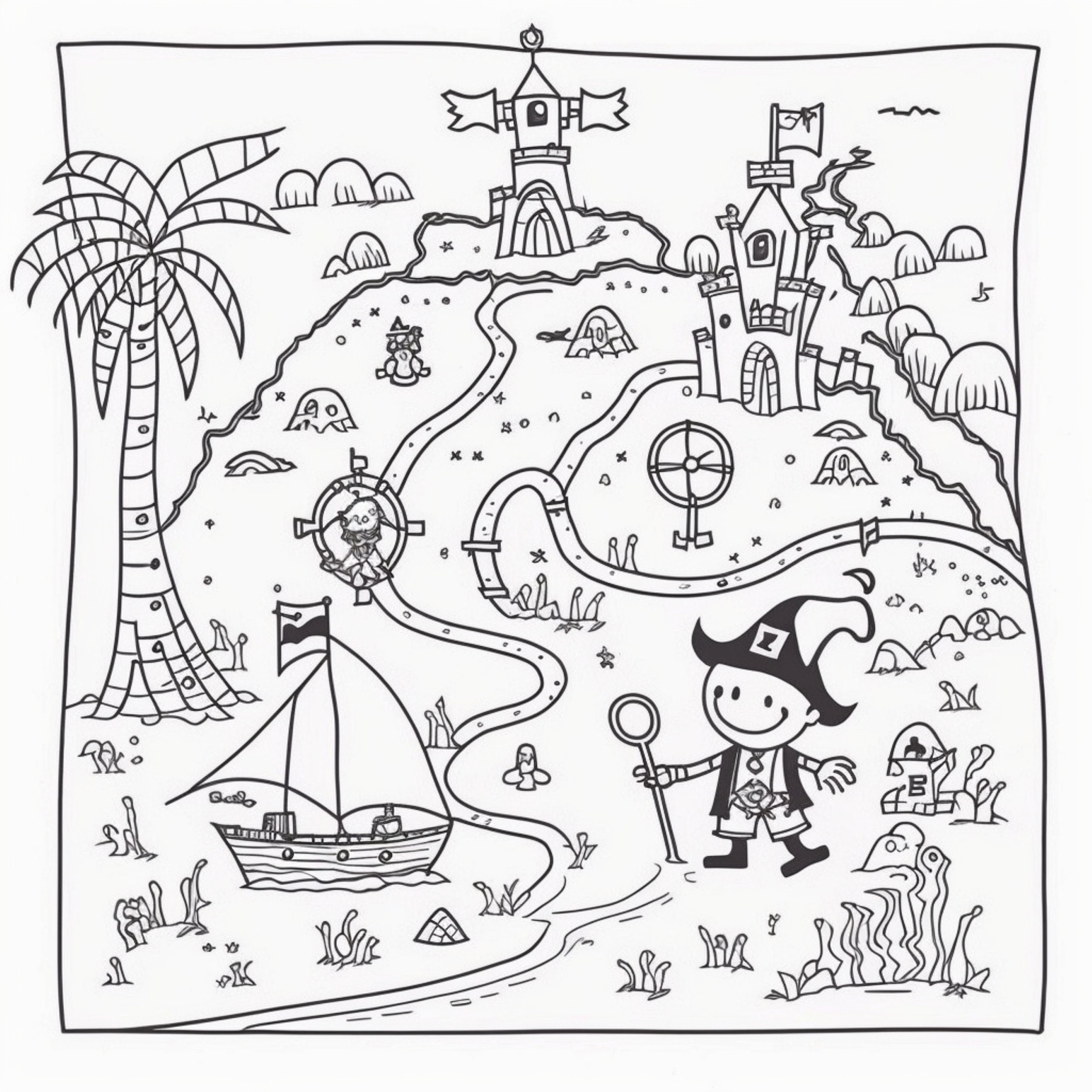 Treasure Map 2- Coloring Pages (5) - Etsy