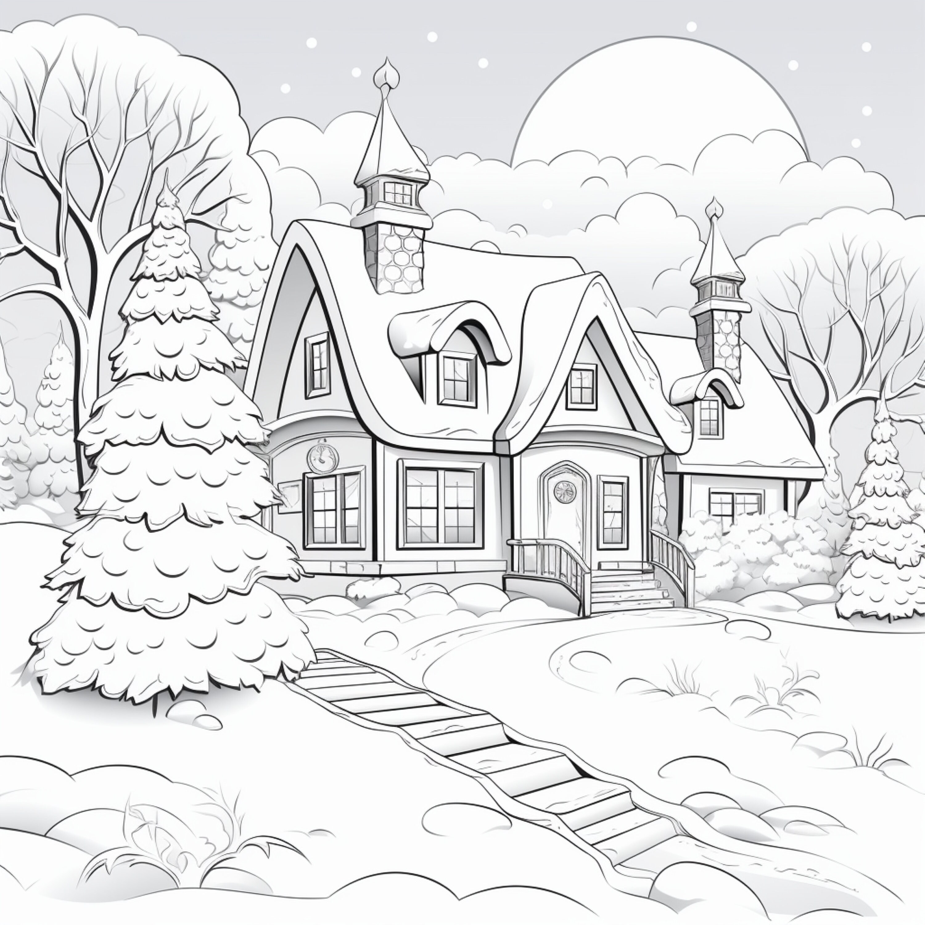 Winter/christmas 5 Coloring Pages 5 - Etsy
