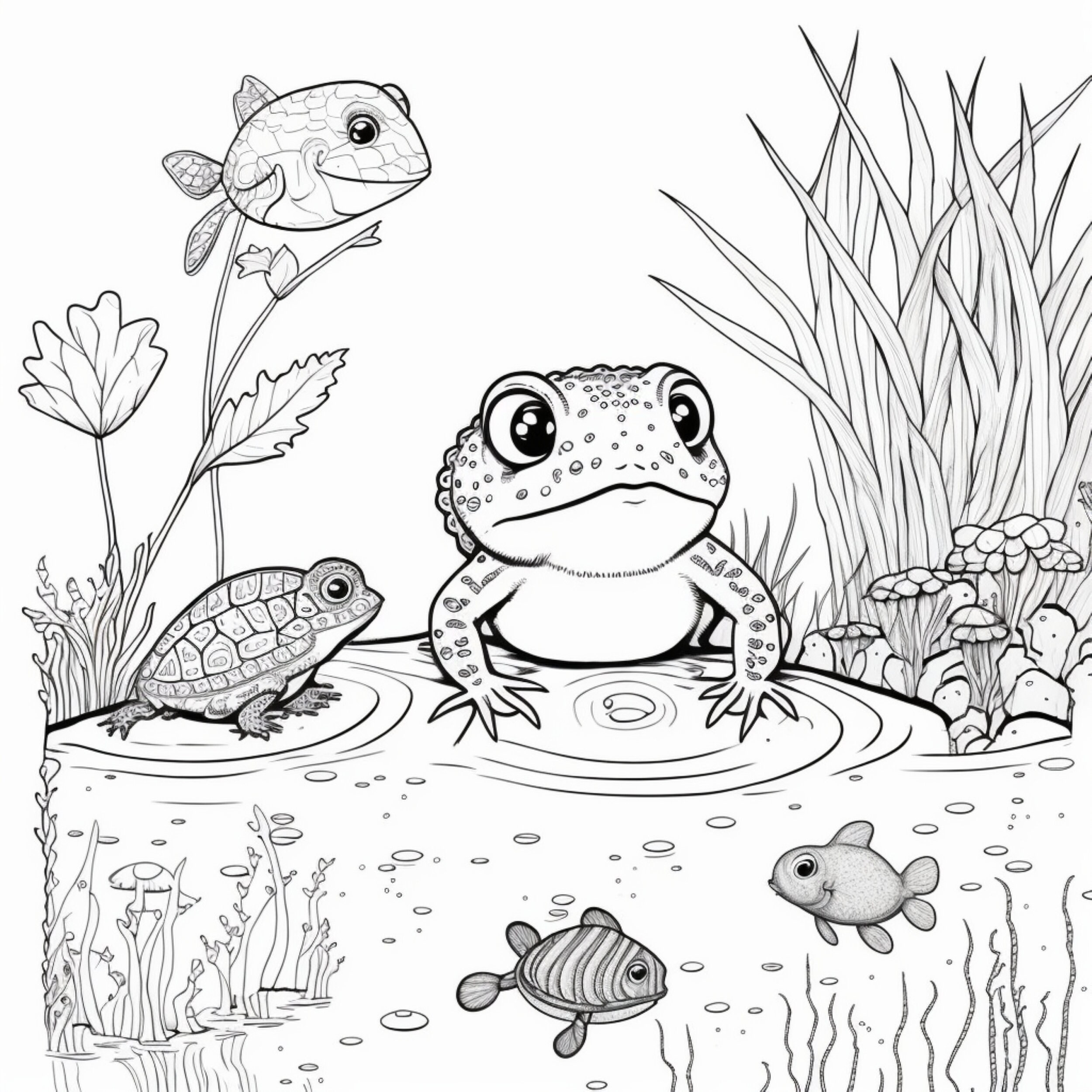 Frog 2- Coloring Pages (5) - Etsy