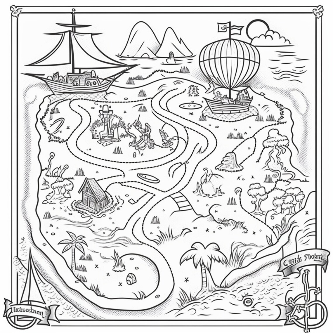 Treasure Map 2- Coloring Pages (5) - Etsy
