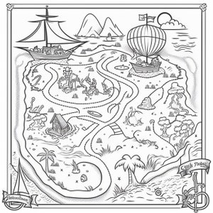 Treasure Map 2- Coloring Pages (5) - Etsy