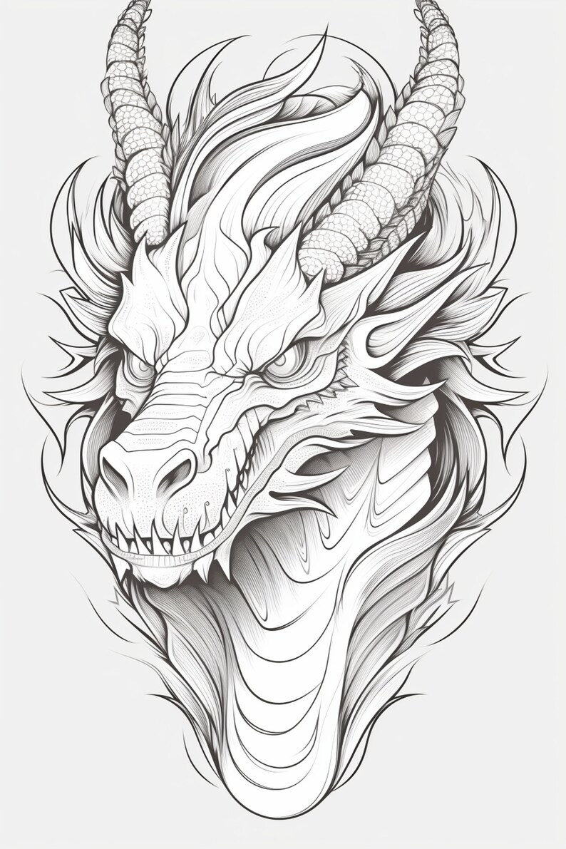 Dragon 12- Coloring Pages (5) - Etsy