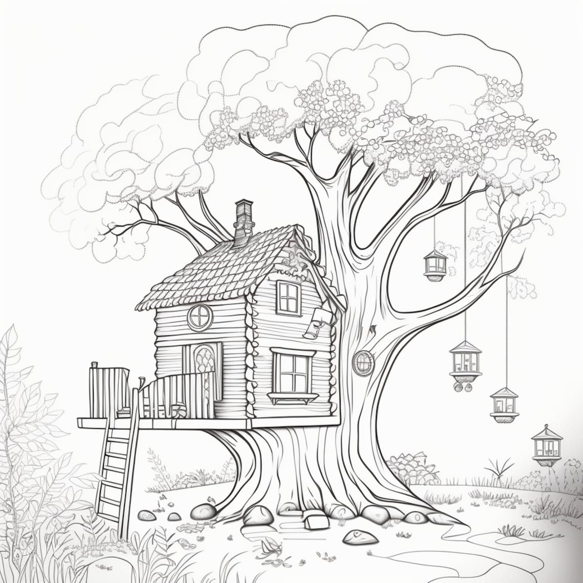 Treehouse 4- Coloring Pages (5) - Etsy
