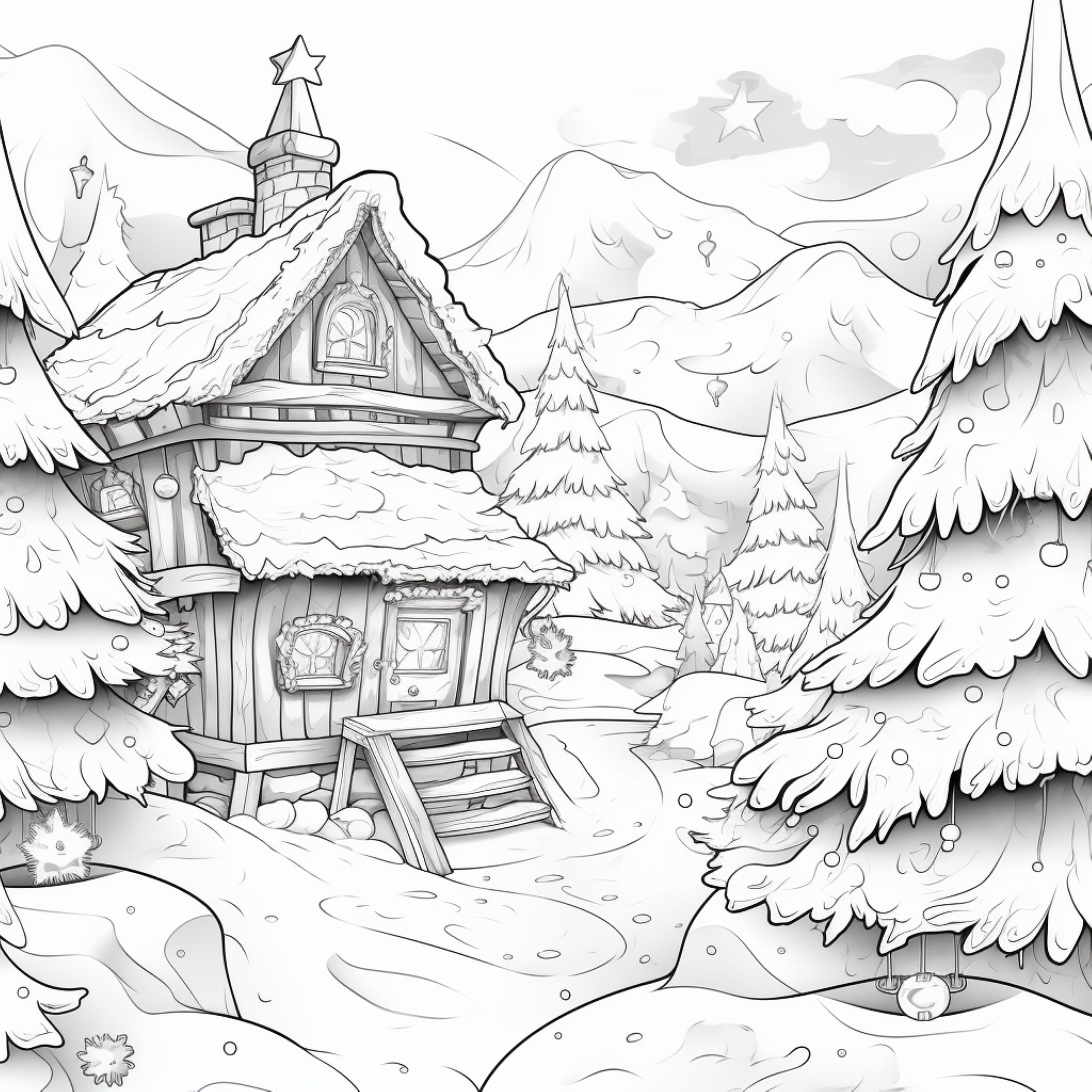 Winter/christmas 4 Coloring Pages 5 - Etsy