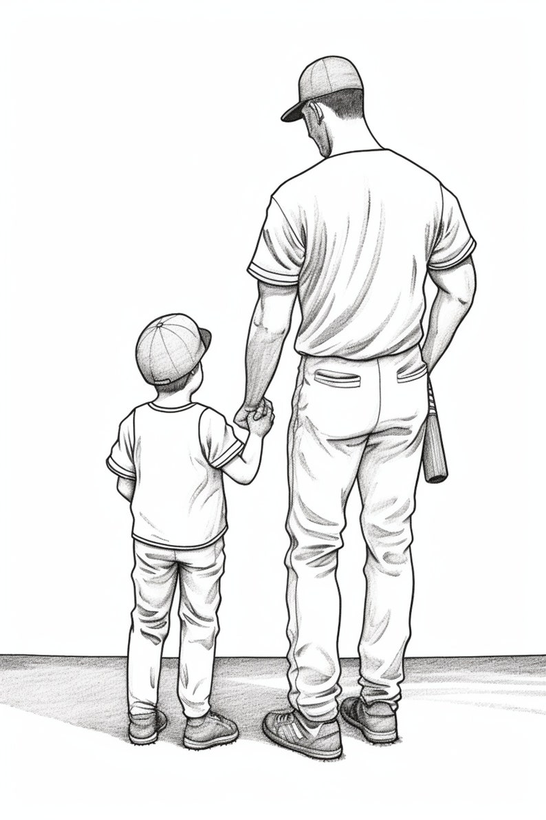 Father and Son Baseball 2- Coloring Pages (5) - Etsy