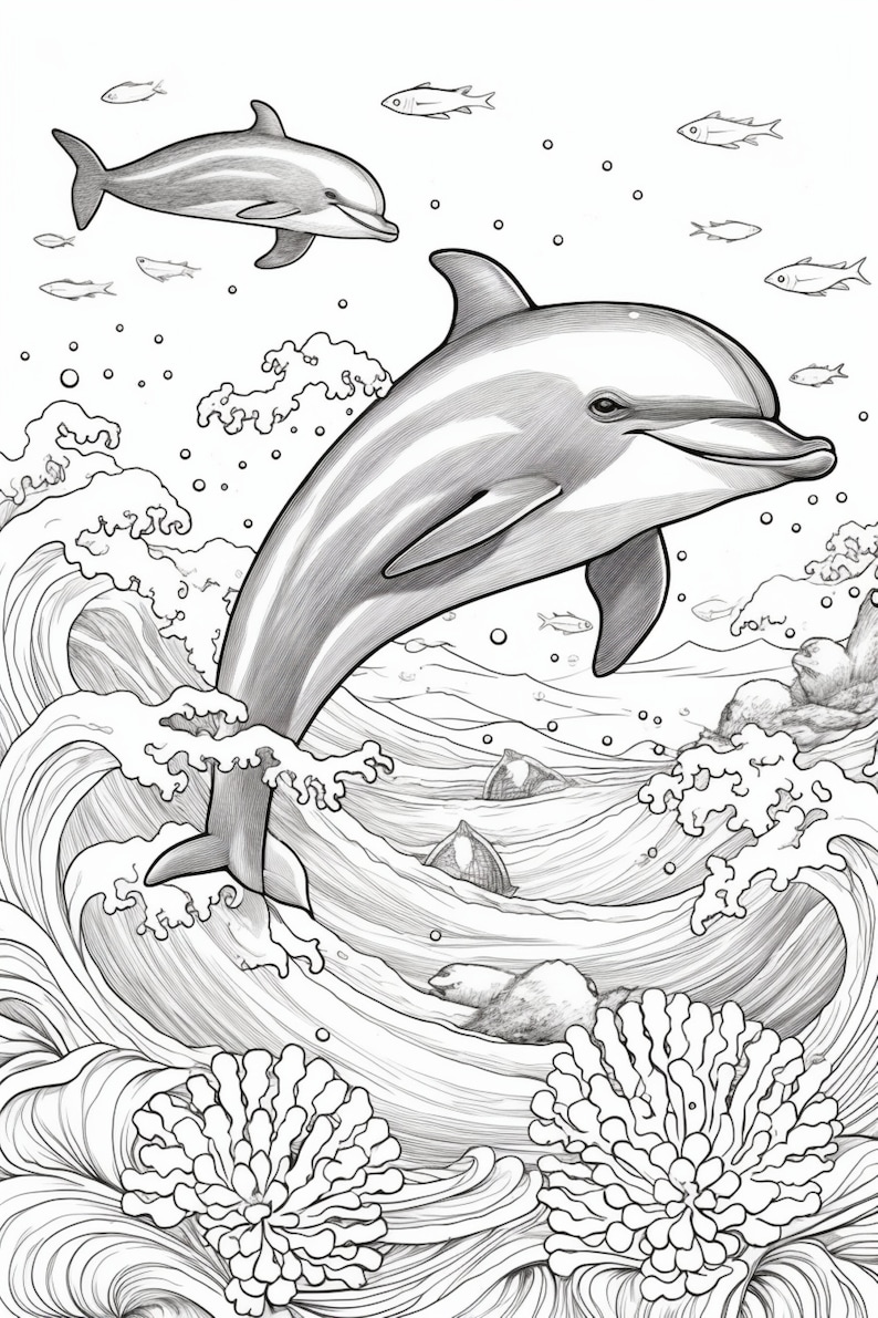 Ocean Creatures 3- Coloring Pages (5) - Etsy