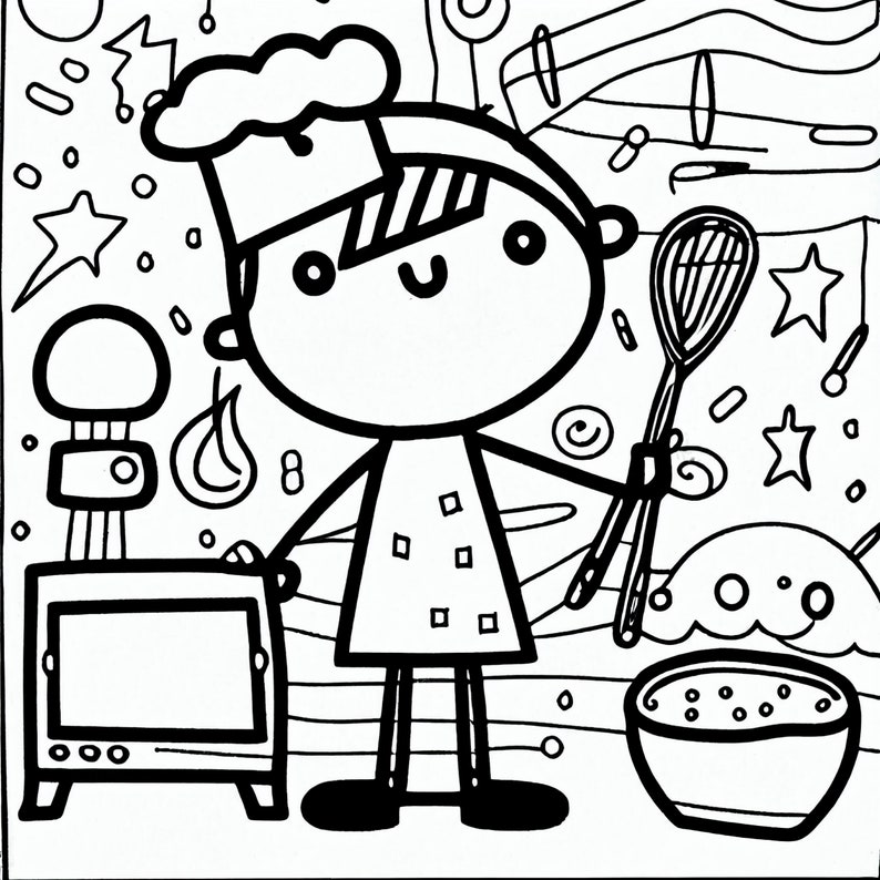 Cooking 3- Coloring Pages (5) - Etsy