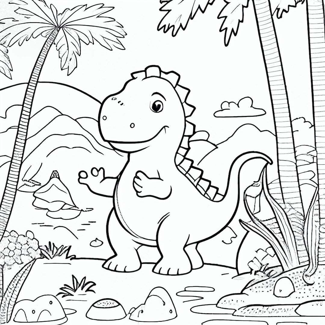 Dinosaur 4- Coloring Pages (4) - Etsy