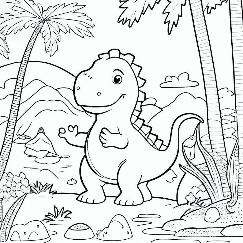 Dinosaur 4- Coloring Pages (4) - Etsy