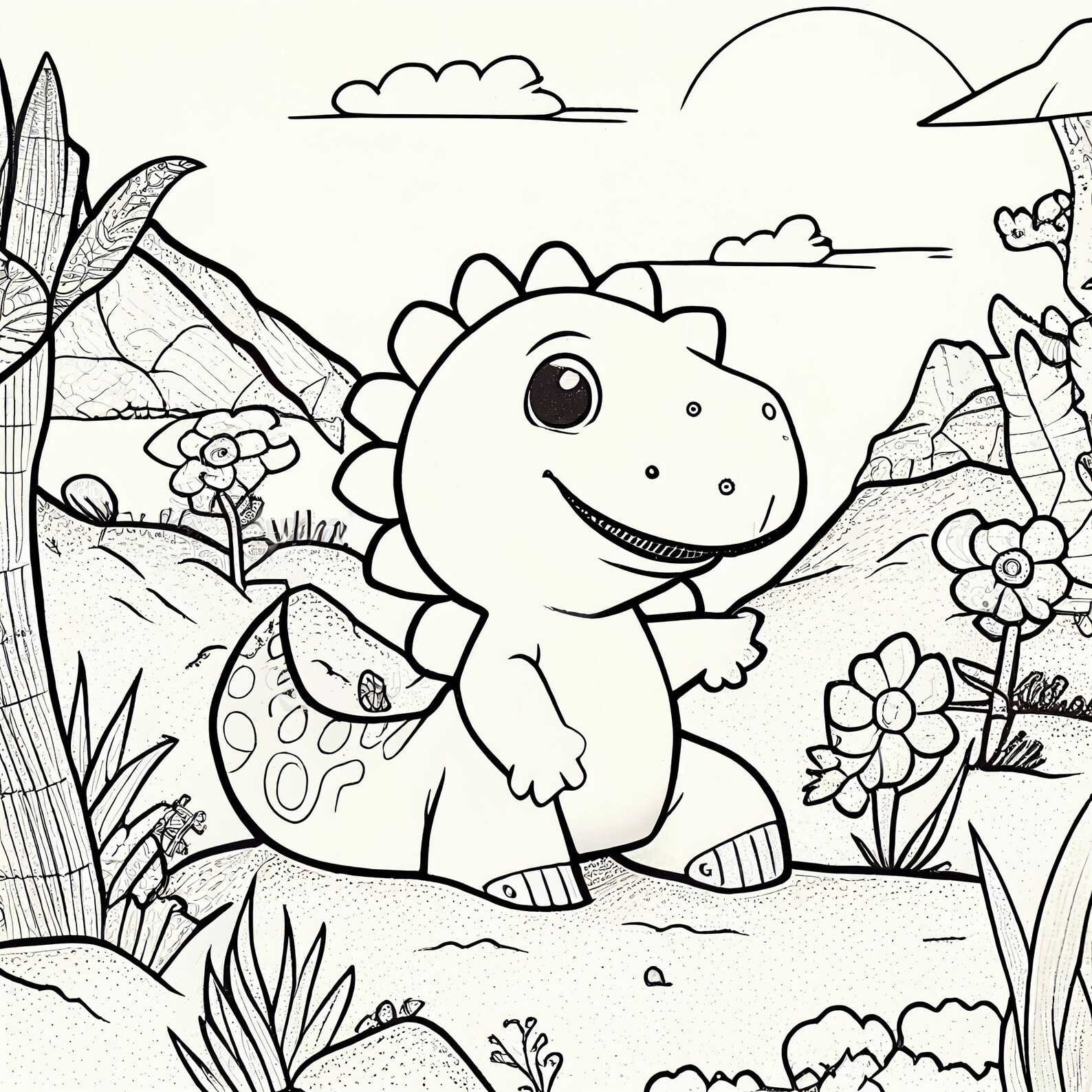 Dinosaur 2- Coloring Pages (4) - Etsy